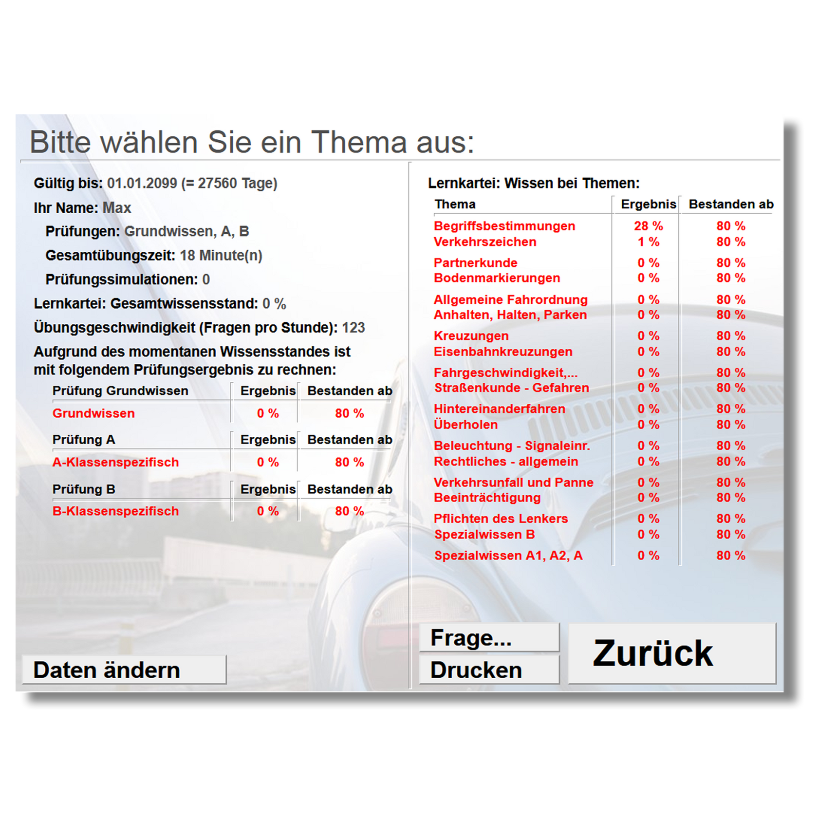 MMM Test Übungs-CD/-USB für alle Klassen – fahrschulshop.at